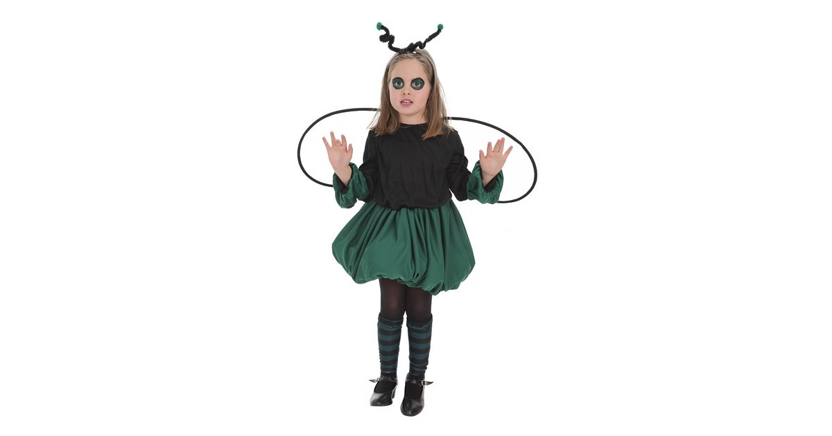 Disfraz de Mosca Verde con Alas y Antenas para Niña - MiDisfraz