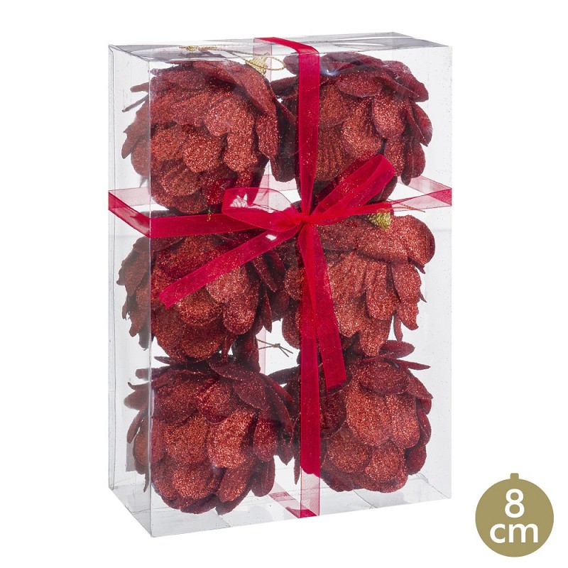 6 Piñas Árbol Navidad Foam Rojo