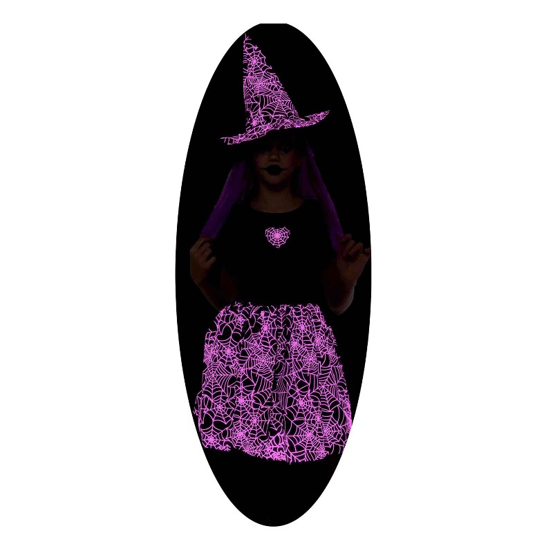 Disfraz Bruja Spiderweb Neon Rosa Infantil
