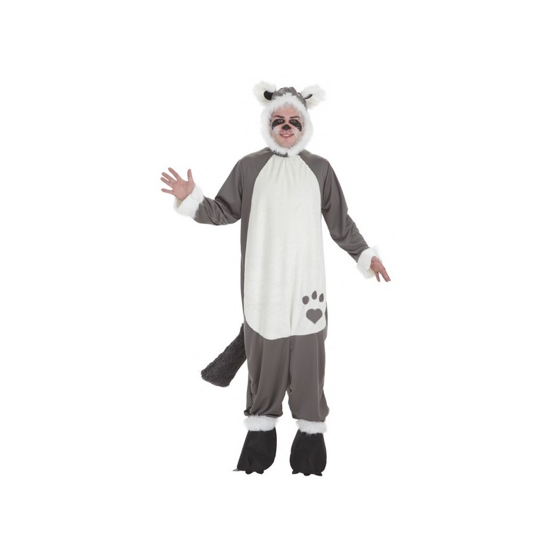 Disfraz de Mapache Mimoso con Capucha para Adulto - MiDisfraz