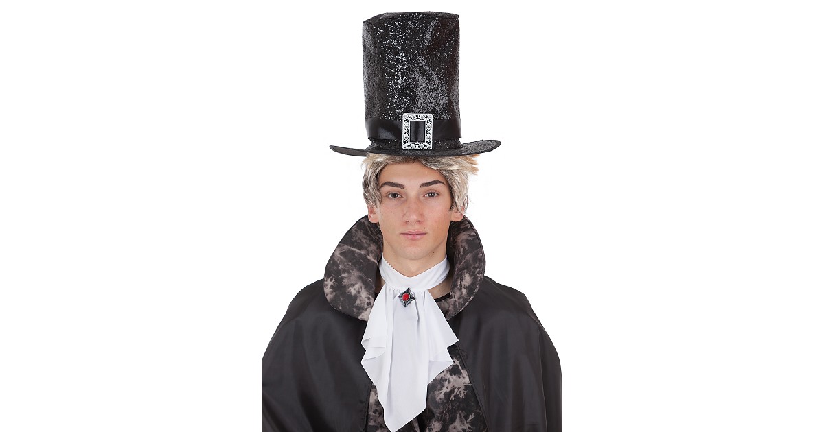 Chistera Negra con Purpurina y Hebilla: Talla Única - MiDisfraz