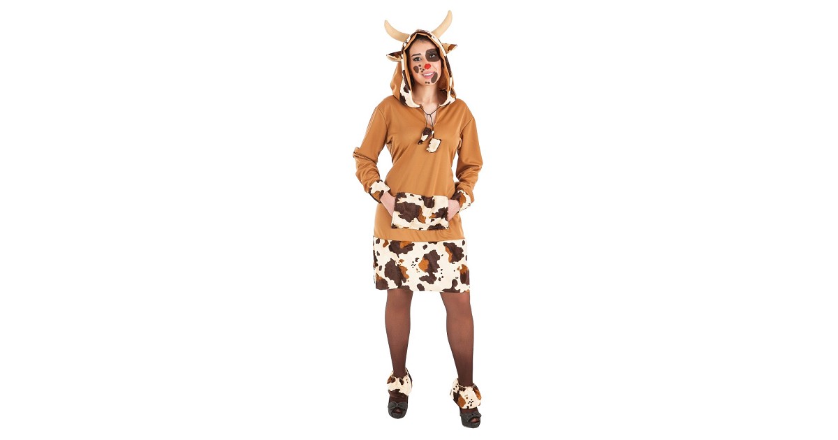 Disfraz de Vaca Mimosa con Gorro y Cuernos para Mujer - MiDisfraz