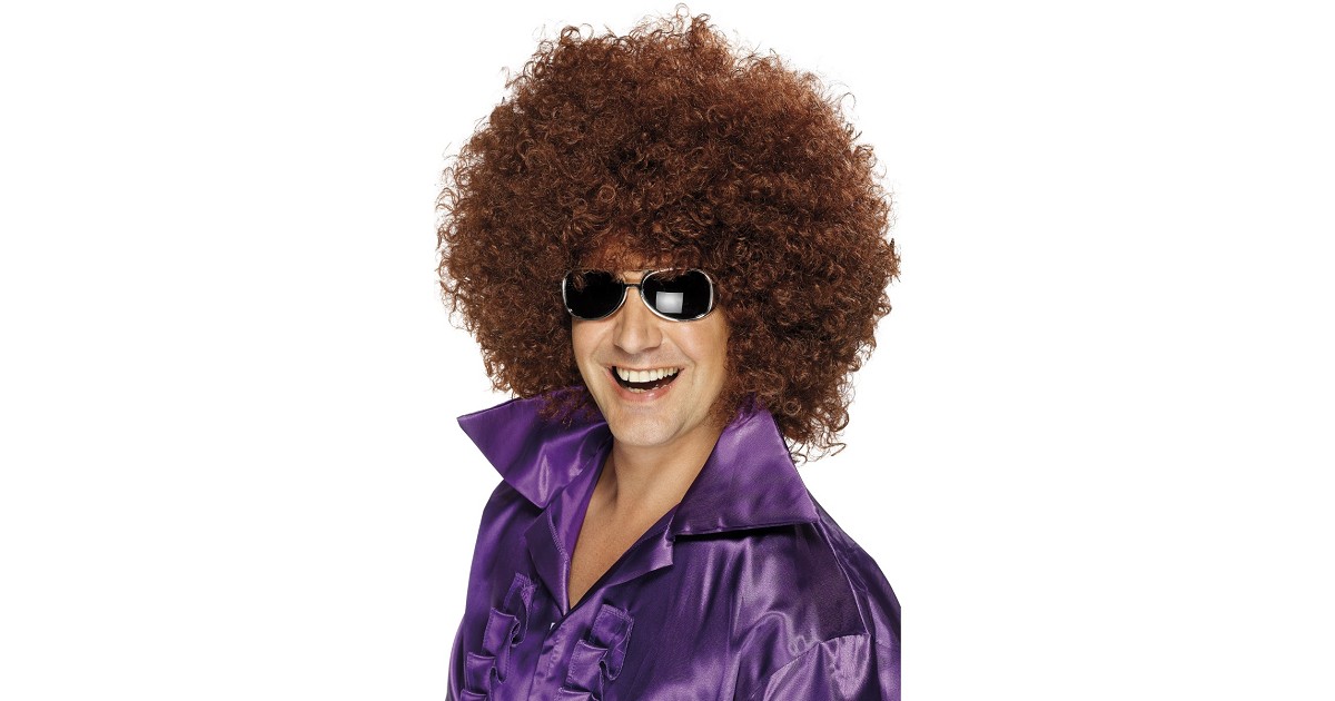 Peluca Grande de Afro en Color Castaño: Talla Única - MiDisfraz