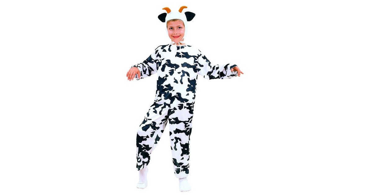 Disfraz de Vaca con Capucha Blanca y Orejas para Niño - MiDisfraz