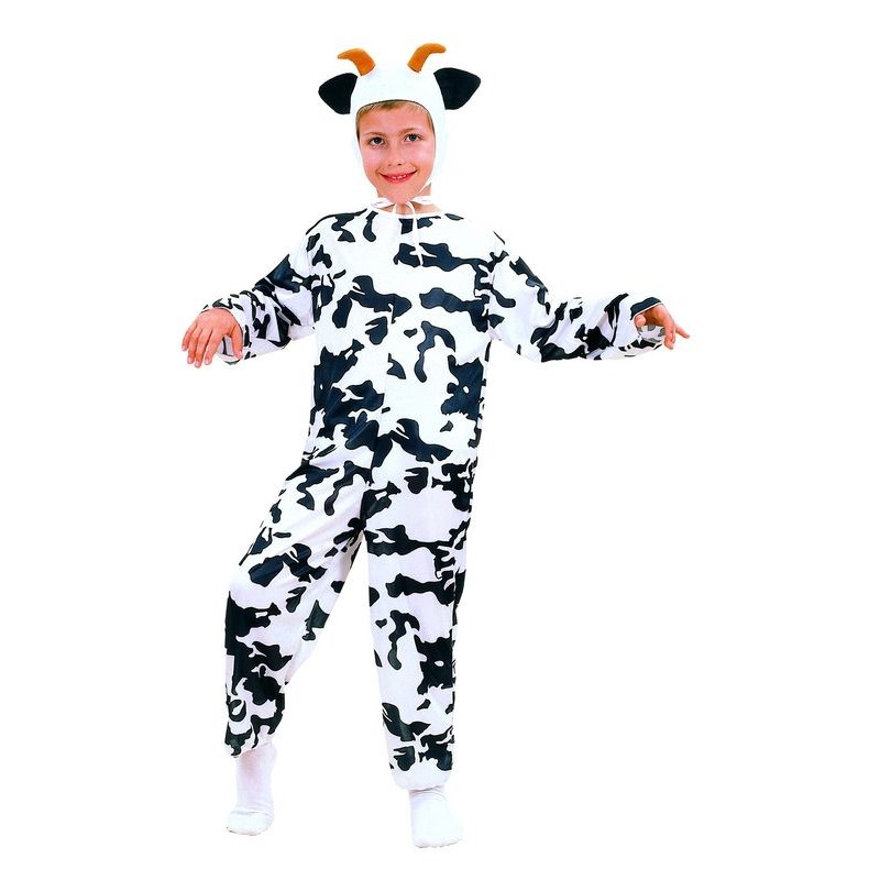 Disfraz de Vaca con Capucha Blanca y Orejas para Niño - MiDisfraz