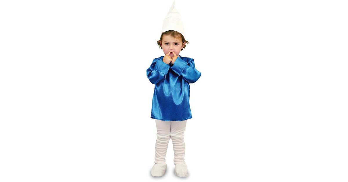 Disfraz Azul de Pitufo con Sombrero Blanco para Niño - MiDisfraz