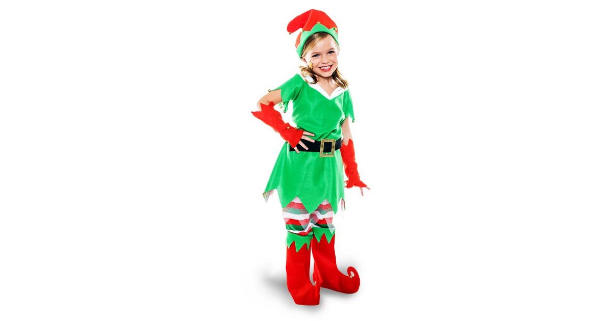 Disfraz de Elfa Navideña Verde con Botas para Niña - MiDisfraz