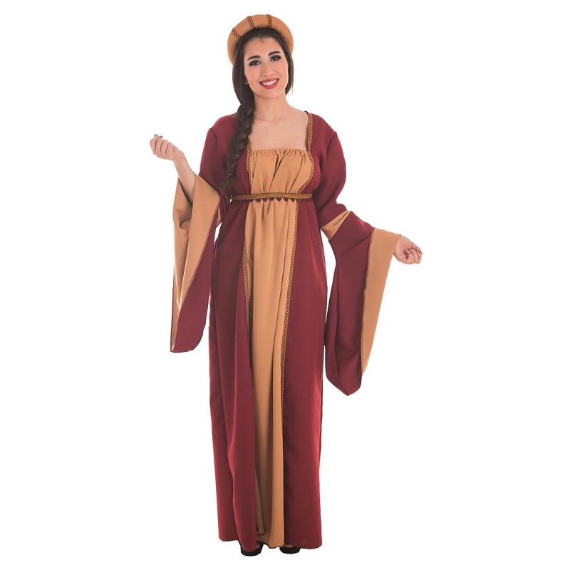 Disfraz Cortesana Talla M/L: vestido, cinturón y cofia