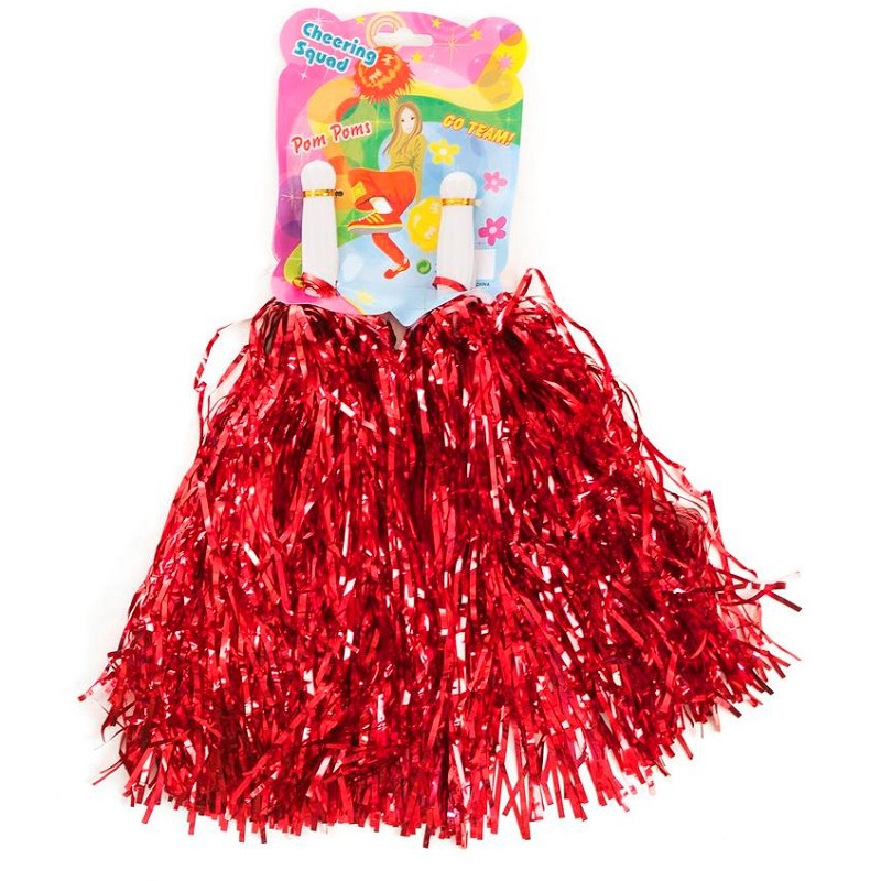 Complemento de Ponpones Grandes Rojos de Animadora - MiDisfraz