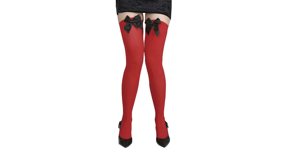 Medias Rojas Con Lazo Negro